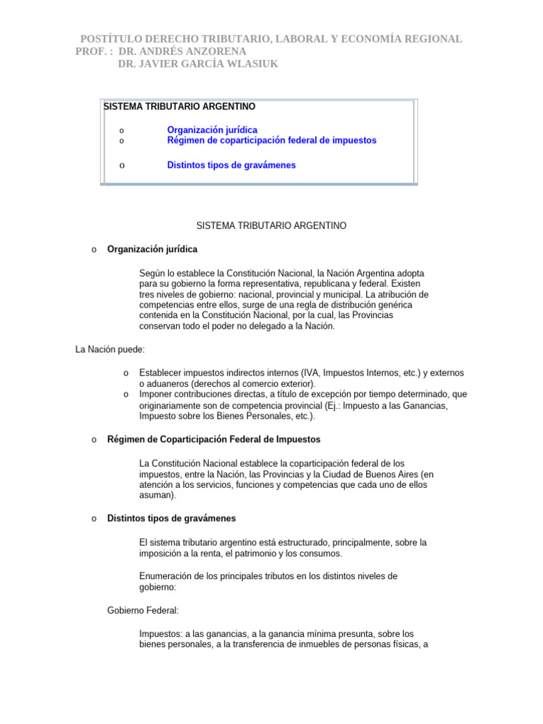 Sistema Tributario Argentino | PDF | Impuestos | Economias
