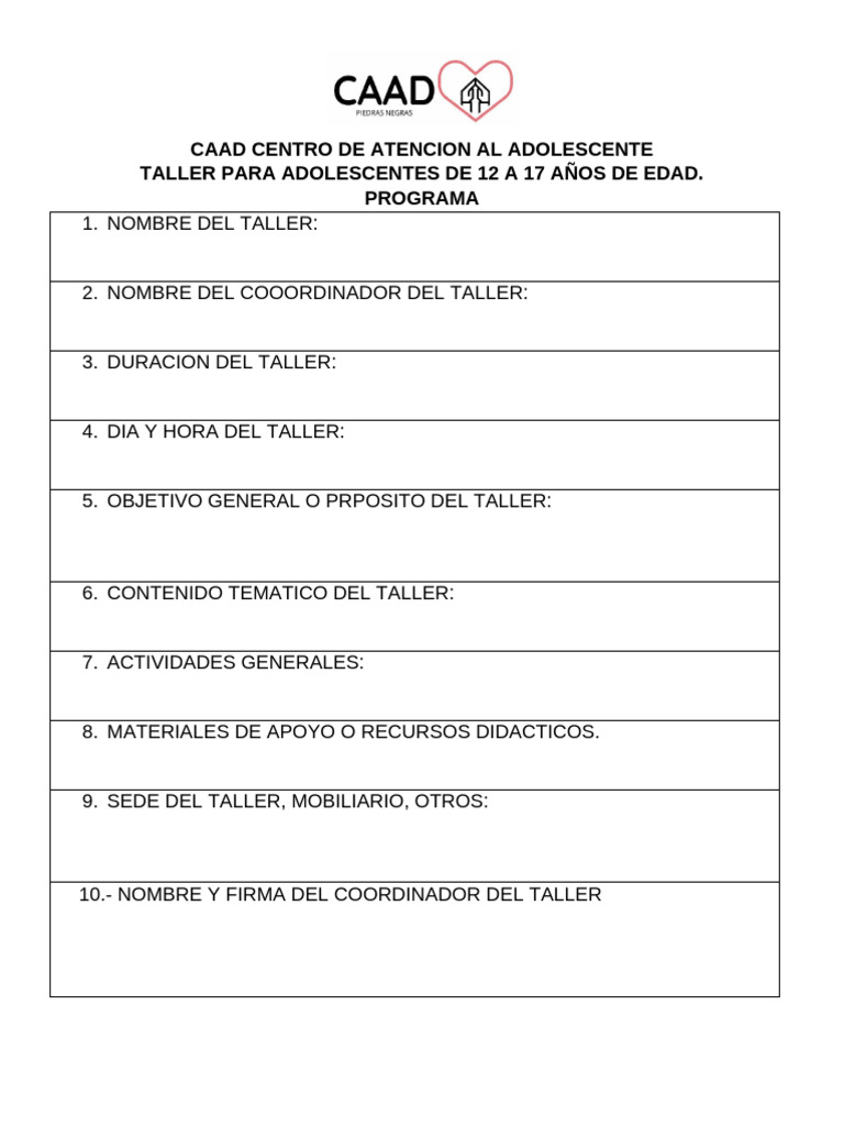 Programa Taller | PDF