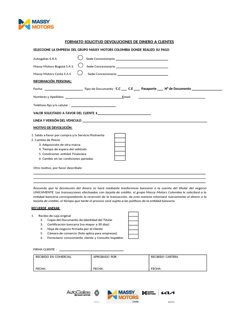 Formato Solicitud Devolución | PDF