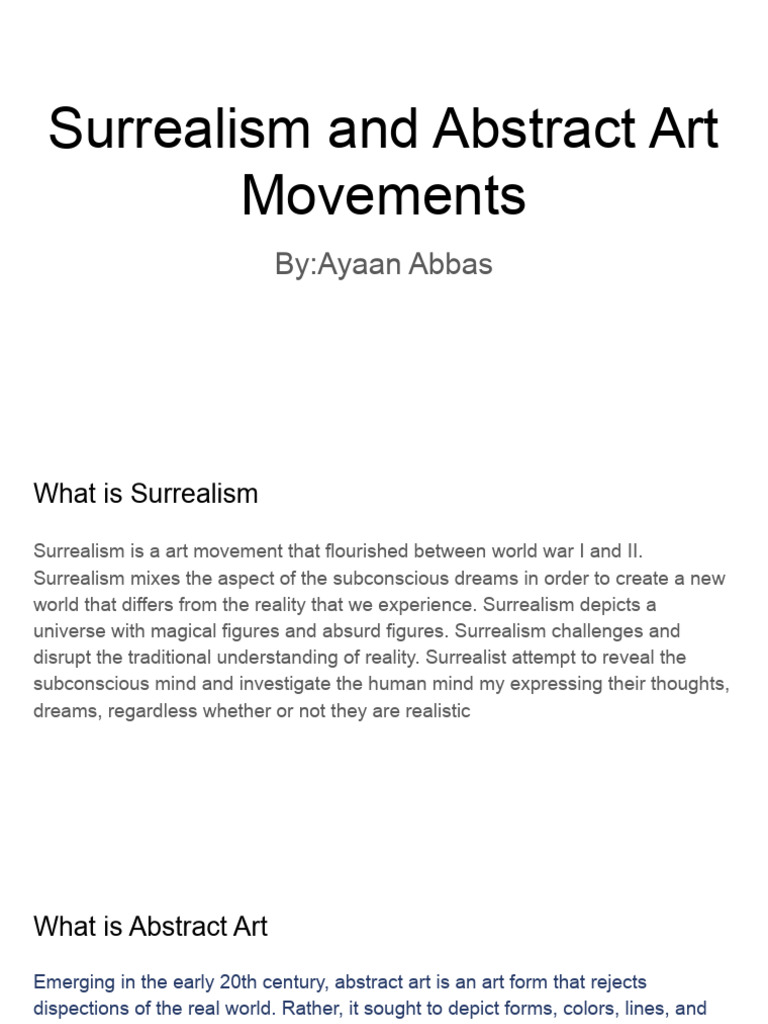 Surrealism vs. Abstract Art Explained | PDF | Surrealism | Abstract Art
