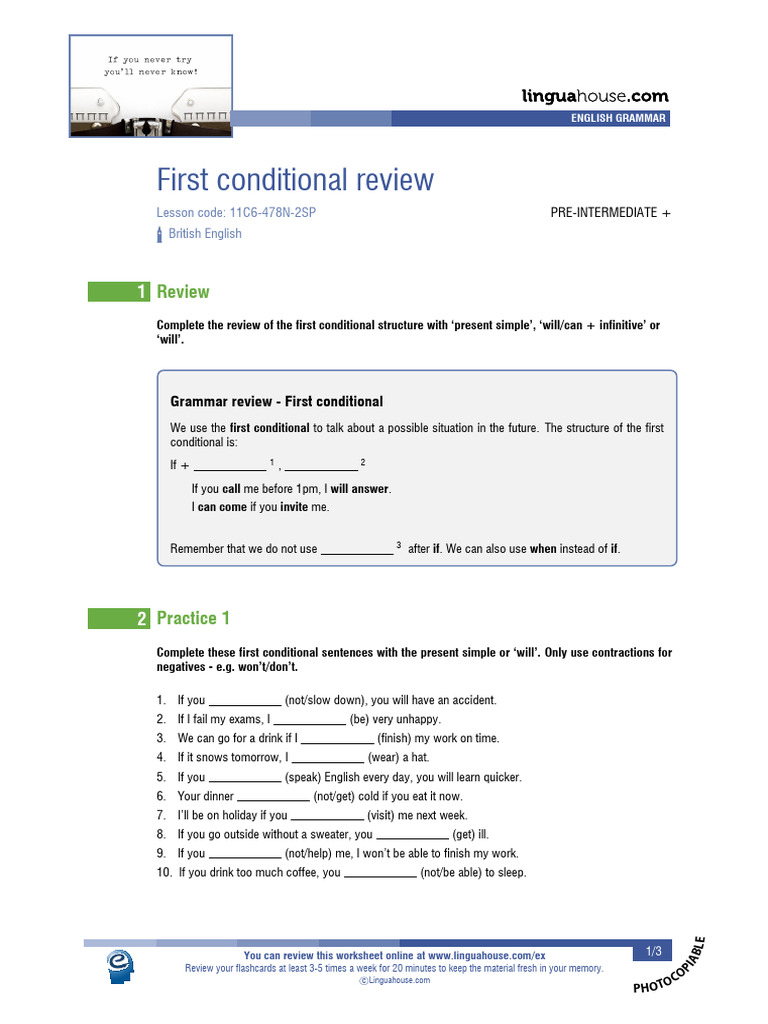 First Conditional Review | PDF