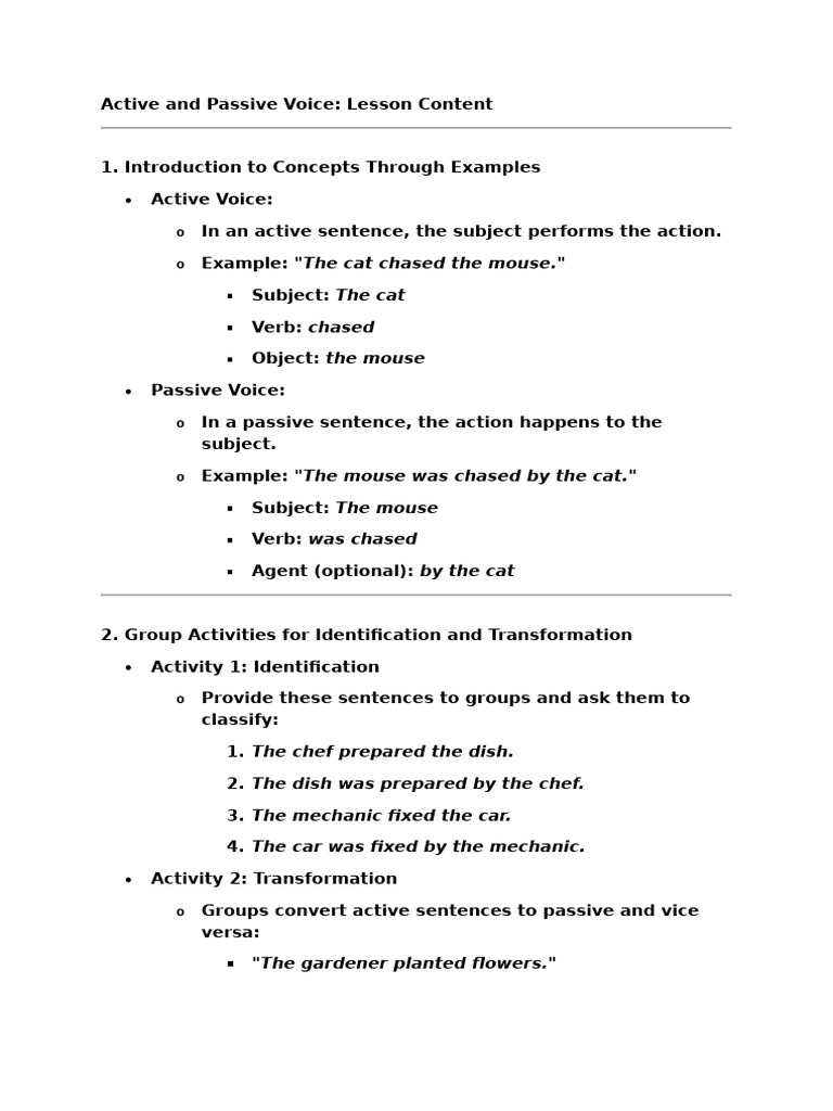 Active and Passive Voice | PDF | Subject (Grammar) | Verb