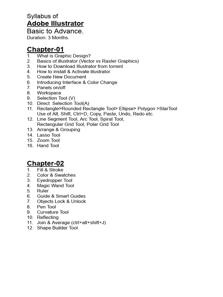 Adobe Illustrator Course Syllabus | PDF | Adobe Illustrator | Computer ...