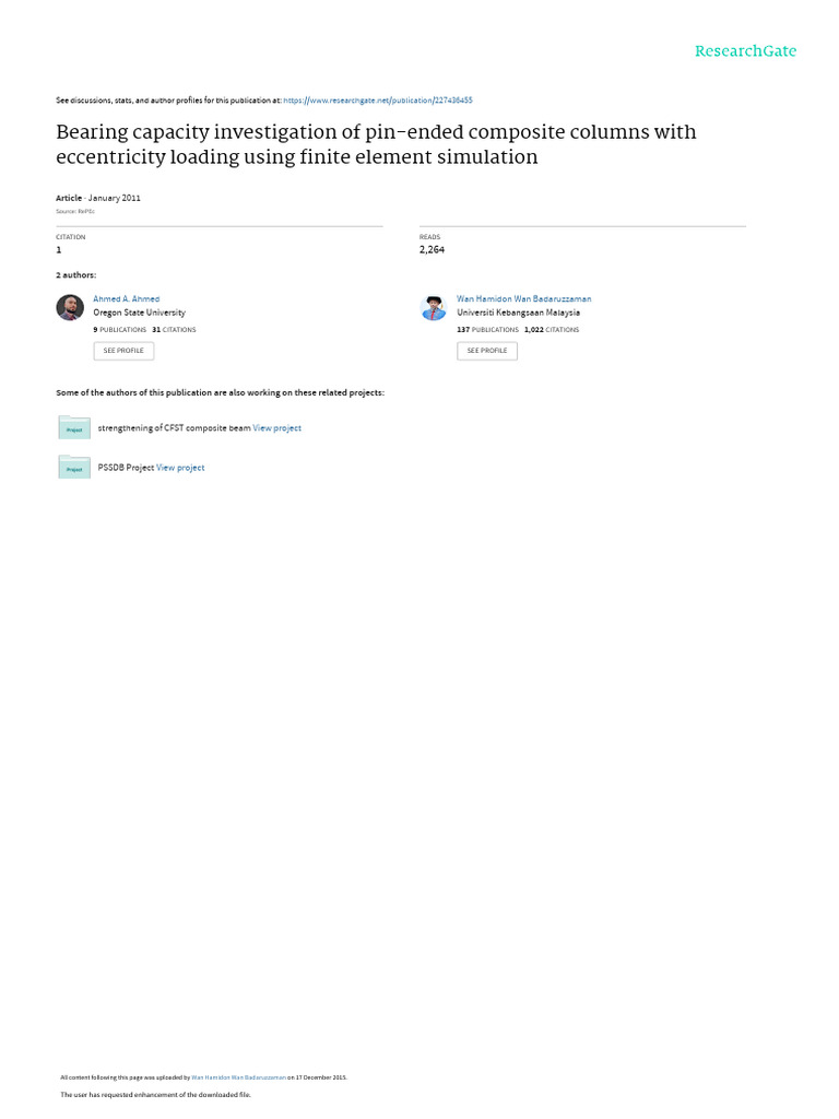 Bearing_capacity_investigation_of_pin-ended_compos | PDF | Composite Material | Column