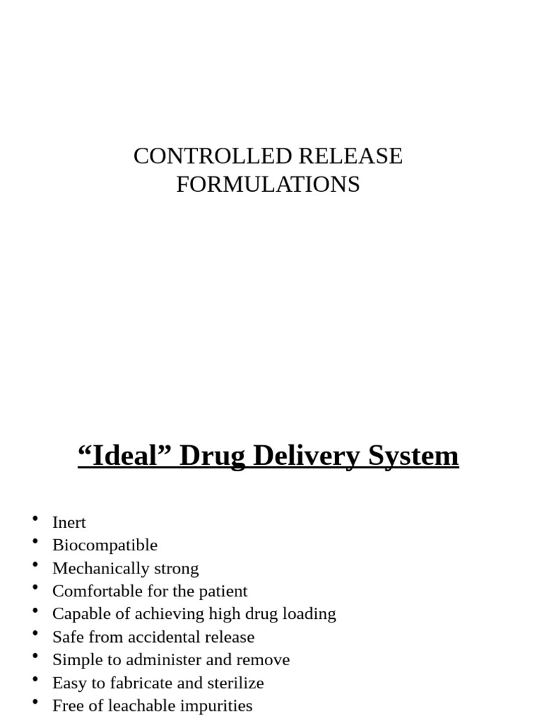 Introduction To Controlled Formulations | PDF | Medicinal Chemistry ...