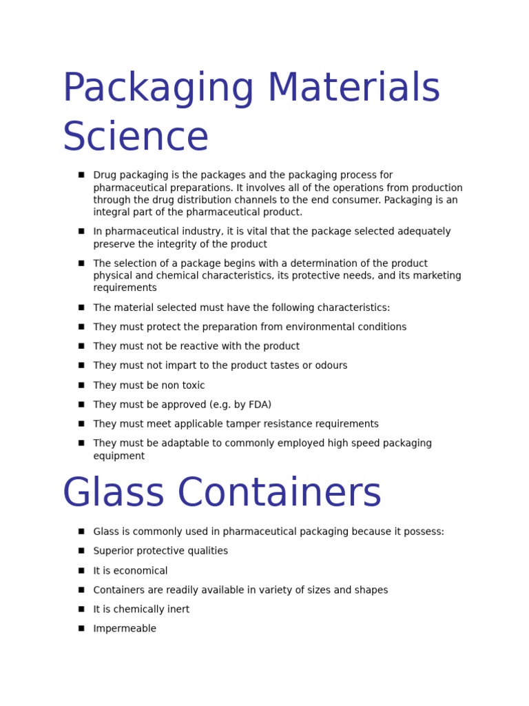 Packaging Materials Science | PDF | Glasses | Polyethylene