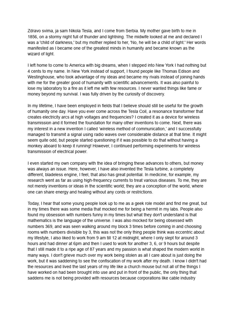 Nikola Tesla Roleplay script | PDF | Radio | Nikola Tesla