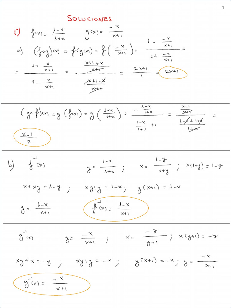 Solución Hoja de Ejercicios de Funciones | PDF
