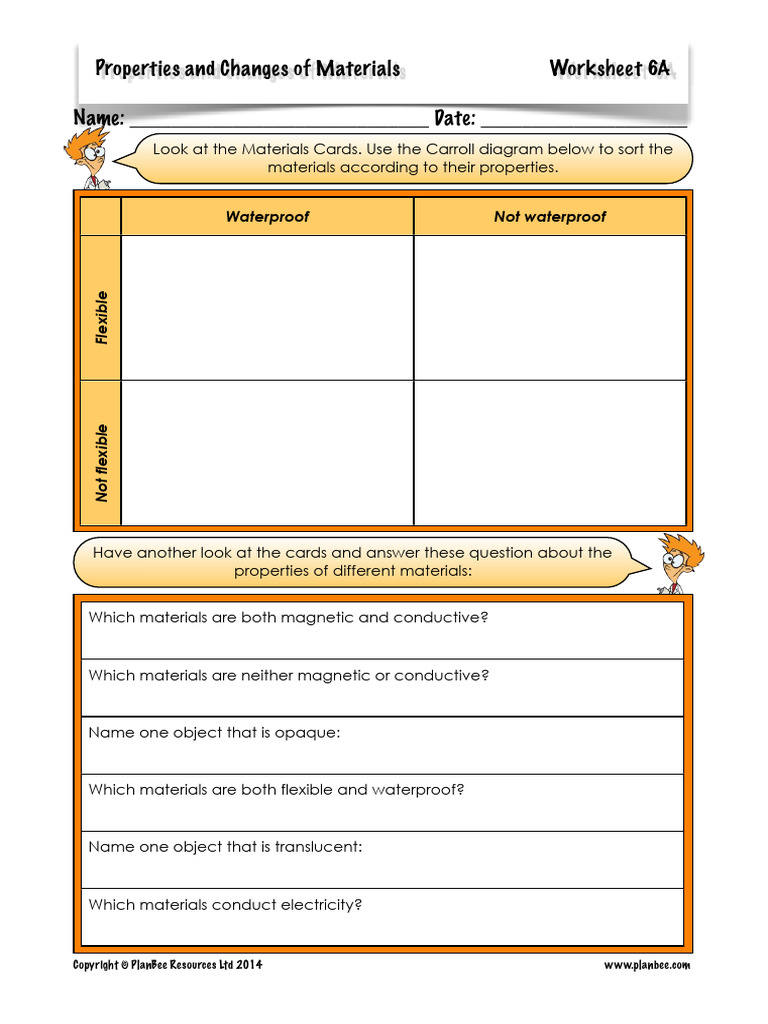 Science Worksheets Properties and Changes of Materials Work6 | PDF ...