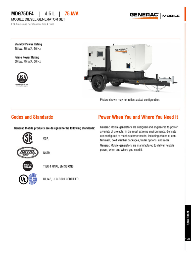 Mdg75df4 Diesel-Generator Spec-Sheet English | PDF | Engines | Fuel ...