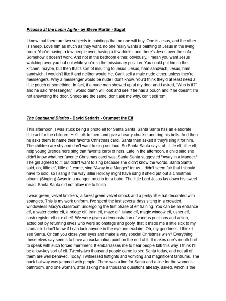 Humorous Monologues from Plays | PDF | Santa Claus | Elves