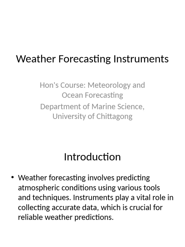 Weather Forecasting Instruments Demo | PDF