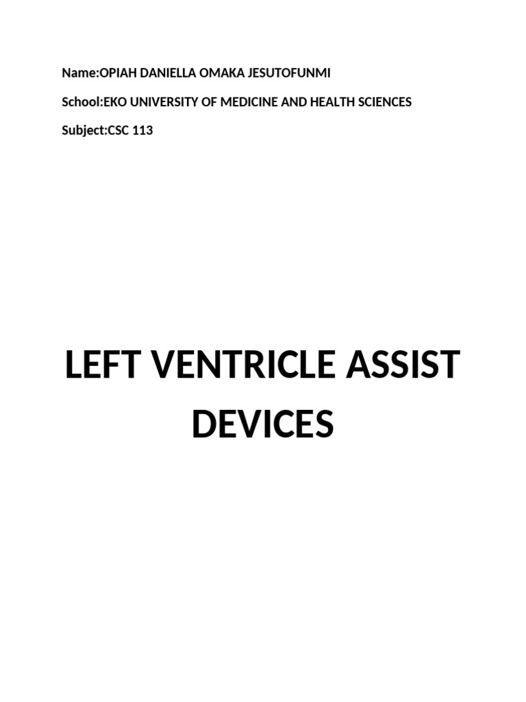 Left Ventricle Assist Devices (LVADs) | PDF | Heart Failure | Heart