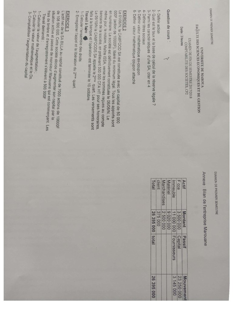 CF2 Examen Compta Sté | PDF