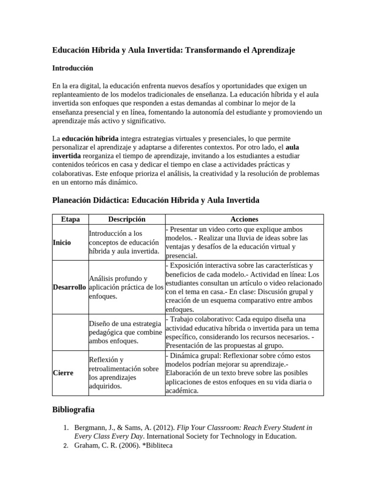 Educación Híbrida y Aula Invertida | PDF | Comunicación humana ...