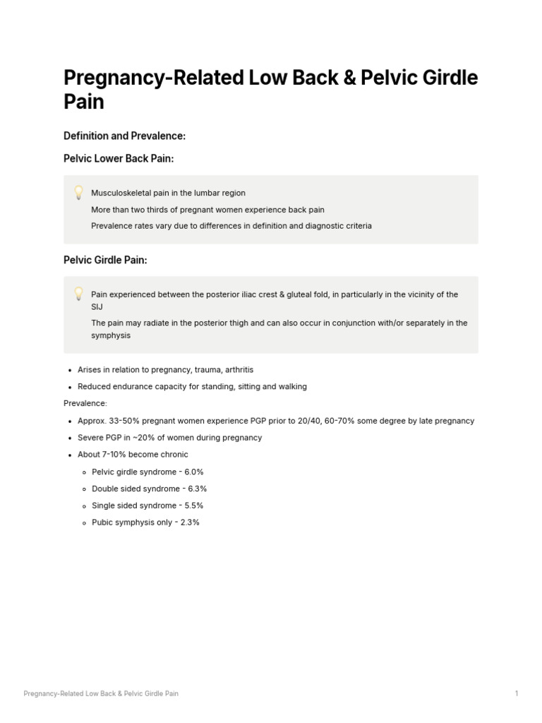 Pregnancy-Related Low Back Pelvic Girdle Pain | PDF | Pelvis ...