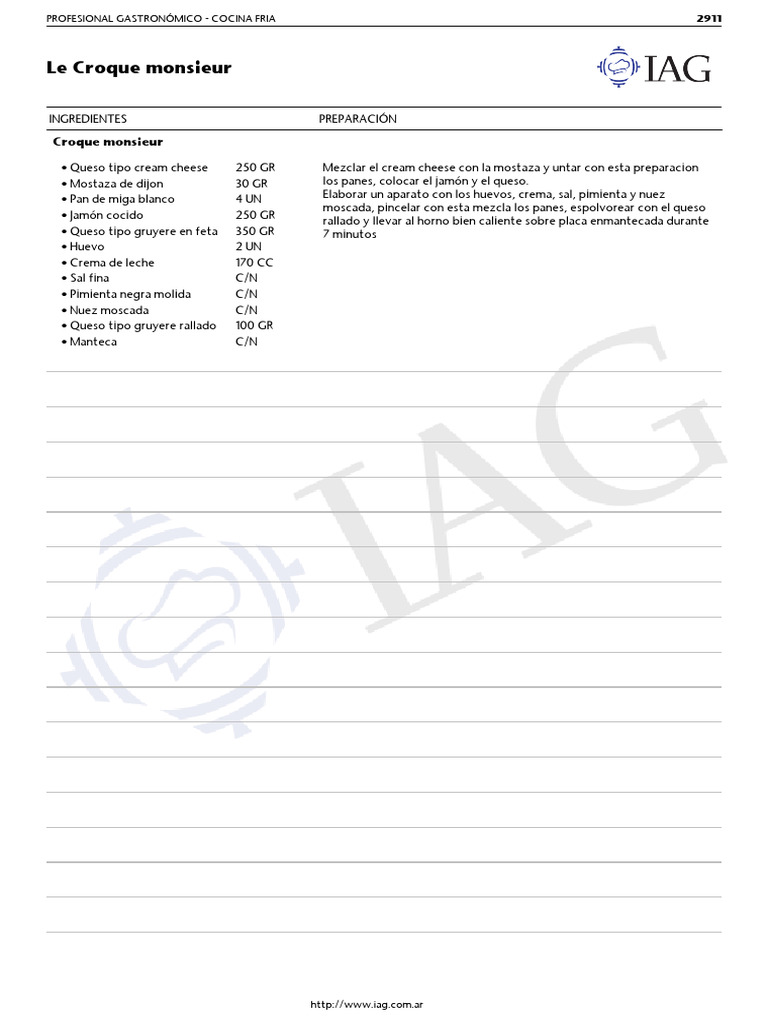 Le Croque Monsieur PDF | PDF