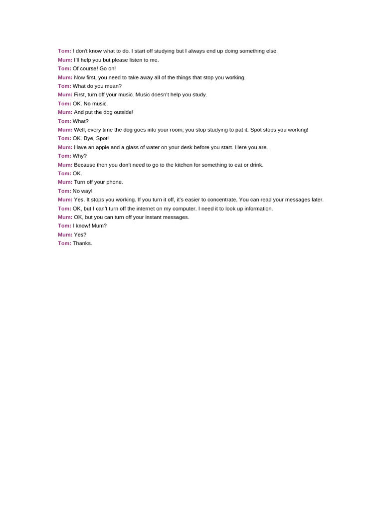 Study Tips for Tom's Focus Issues | PDF