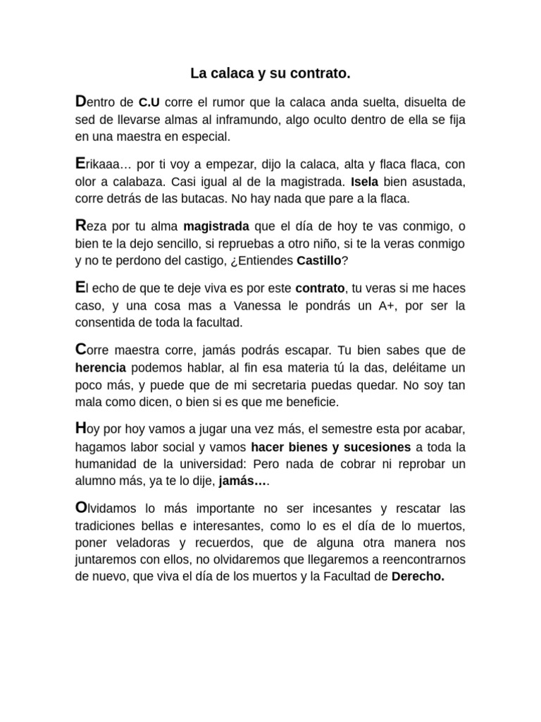 La calaca y el contrato de la maestra | PDF