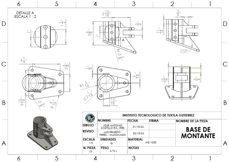 Plano Base de Montante AISI 1020 | PDF
