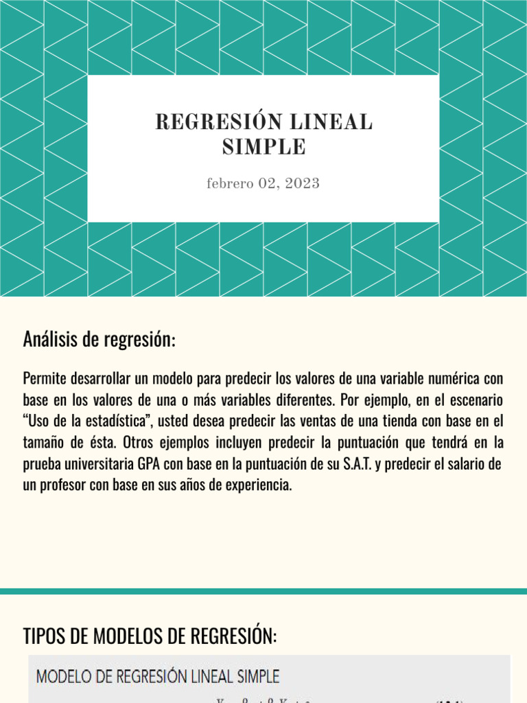 REGRESIÓN LINEAL SIMPLE | PDF | Análisis de regresión | Regresión lineal