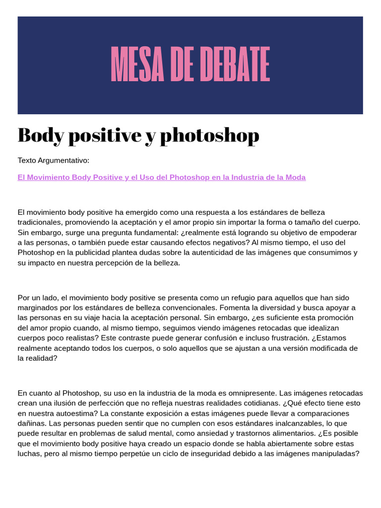 Body Positive y Photoshop: ¿Contradicción? | PDF | Autoestima ...