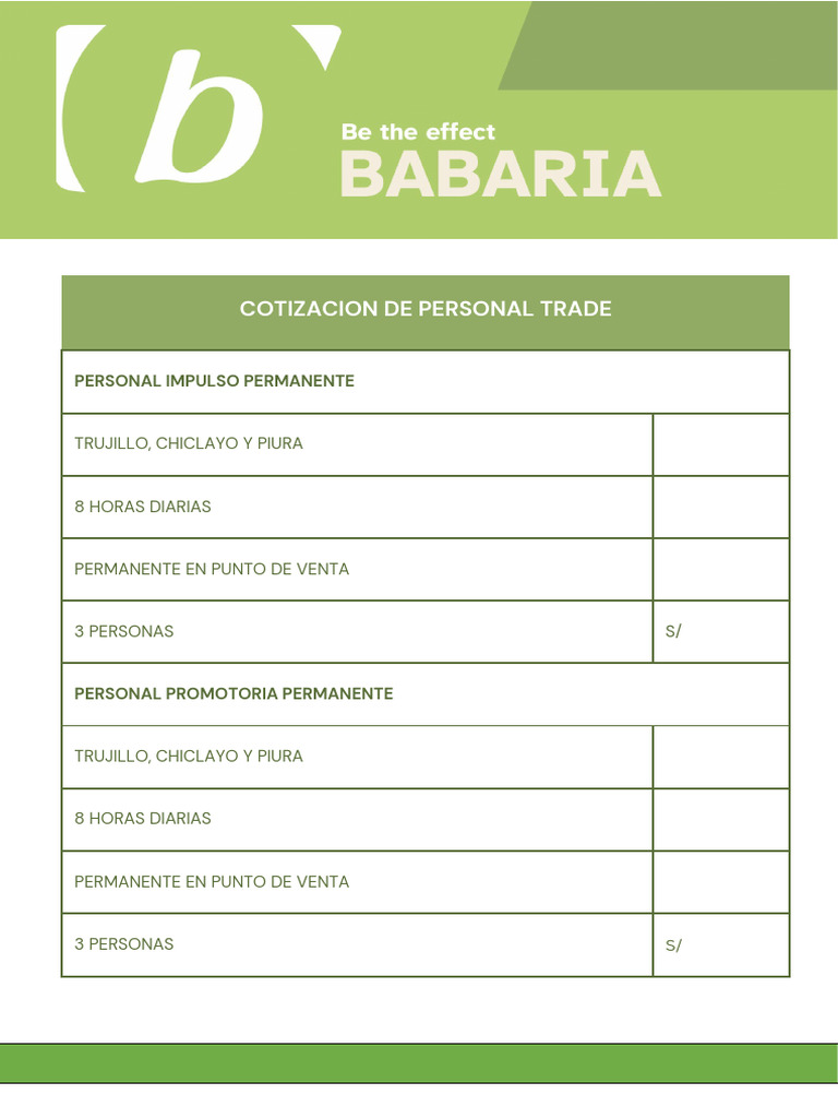Price List Doc in Olive Green Cream Friendly Geometric Style | PDF