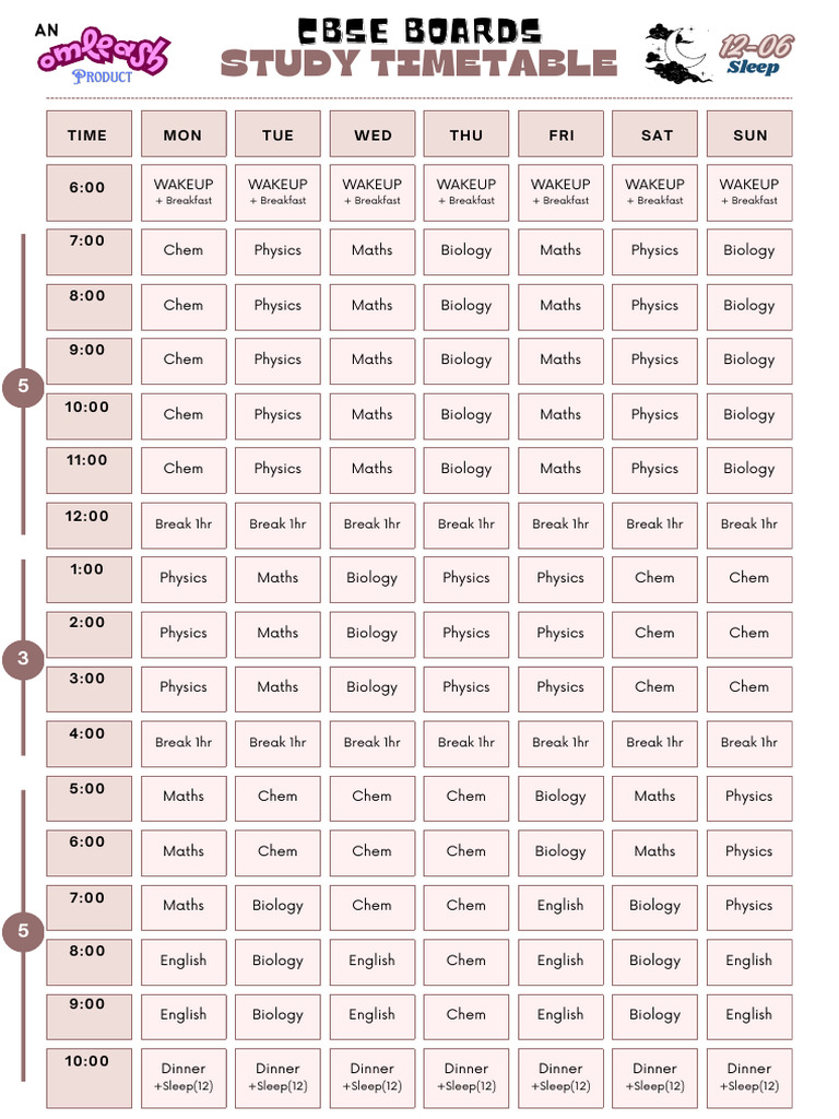 CBSE Study Timetable Overview | PDF