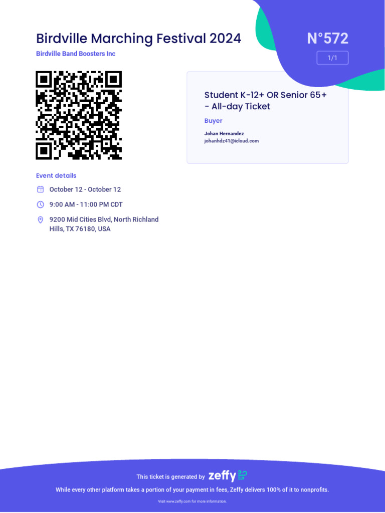 Birdville Marching Festival Ticket 2024 | PDF