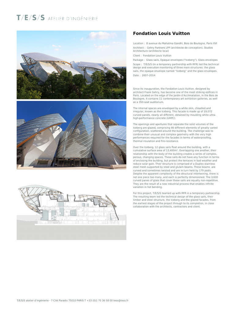 Fondation Louis Vuitton Architecture Overview | PDF | Building Engineering | Architectural Design