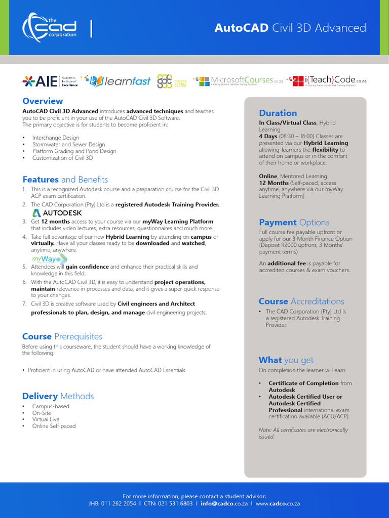 Advanced AutoCAD Civil 3D Course | PDF | Auto Cad | Autodesk