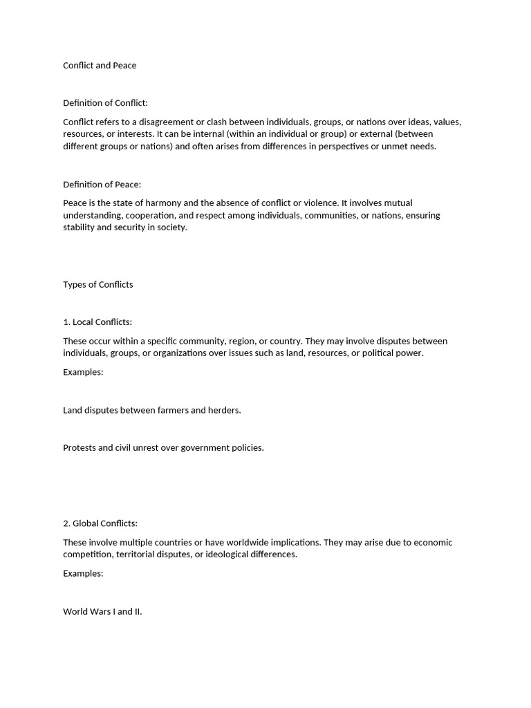 Conflict and Peace | PDF | Peace | Conflict Resolution