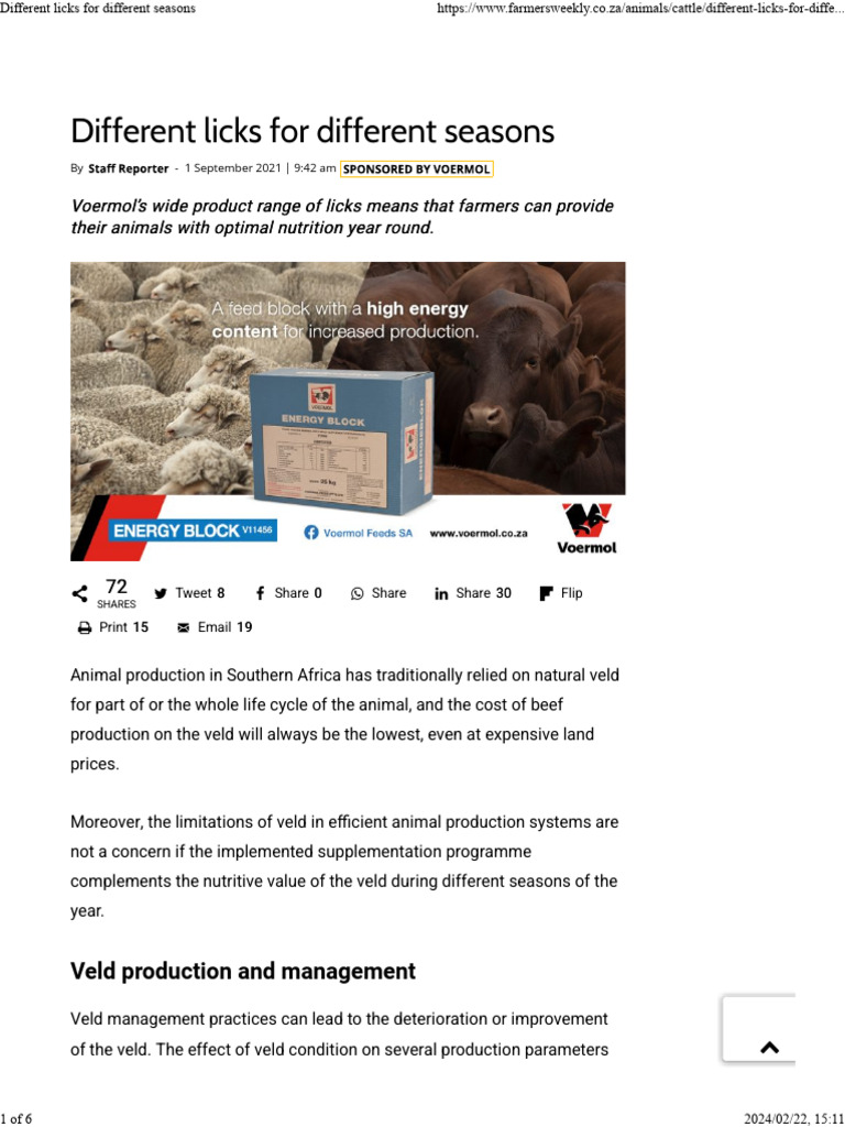 Different Licks For Different Seasons - Imfuyo | PDF | Cattle | Drought