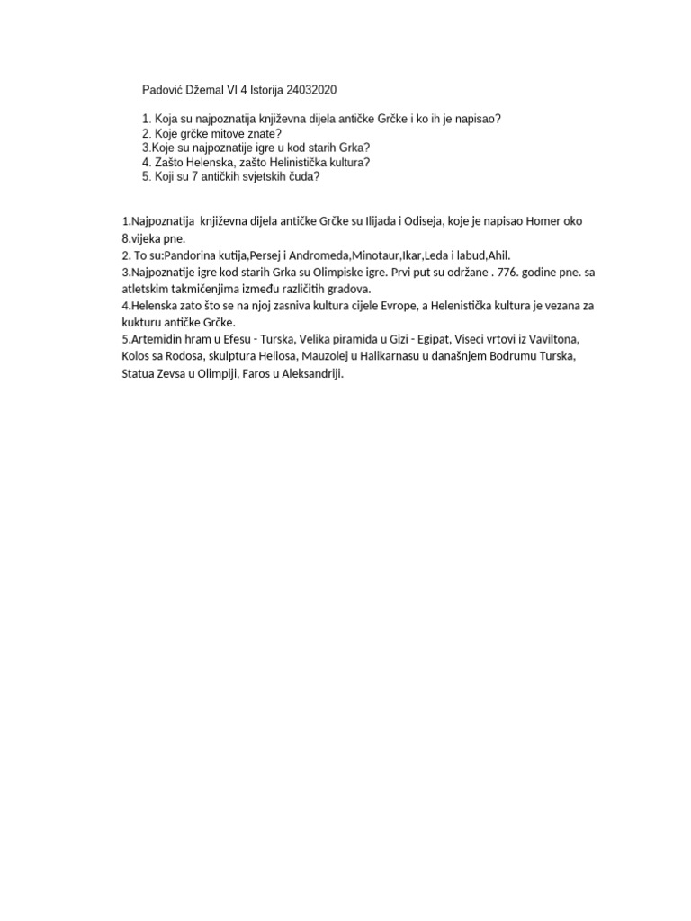 Padovic Dzemal VI 4 IIstorija 24032020 | PDF