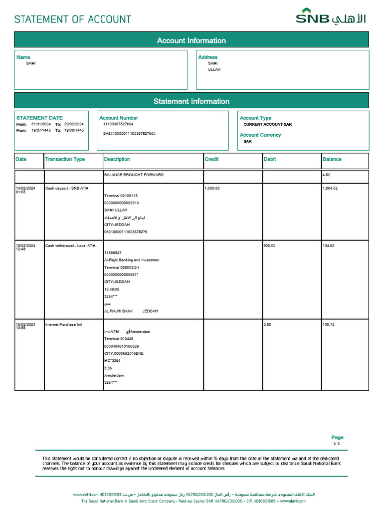 eStatement | PDF | Transaction Account | Debit Card