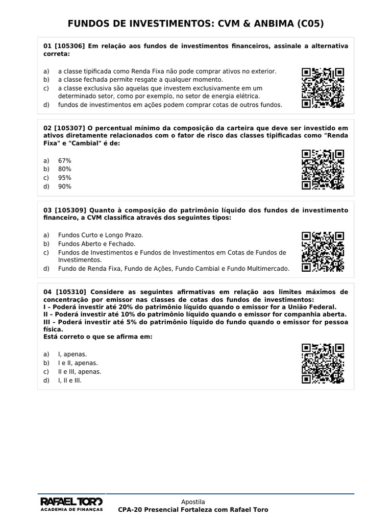 Prova Fundos de Investimentos II | PDF | Renda fixa | Investimentos