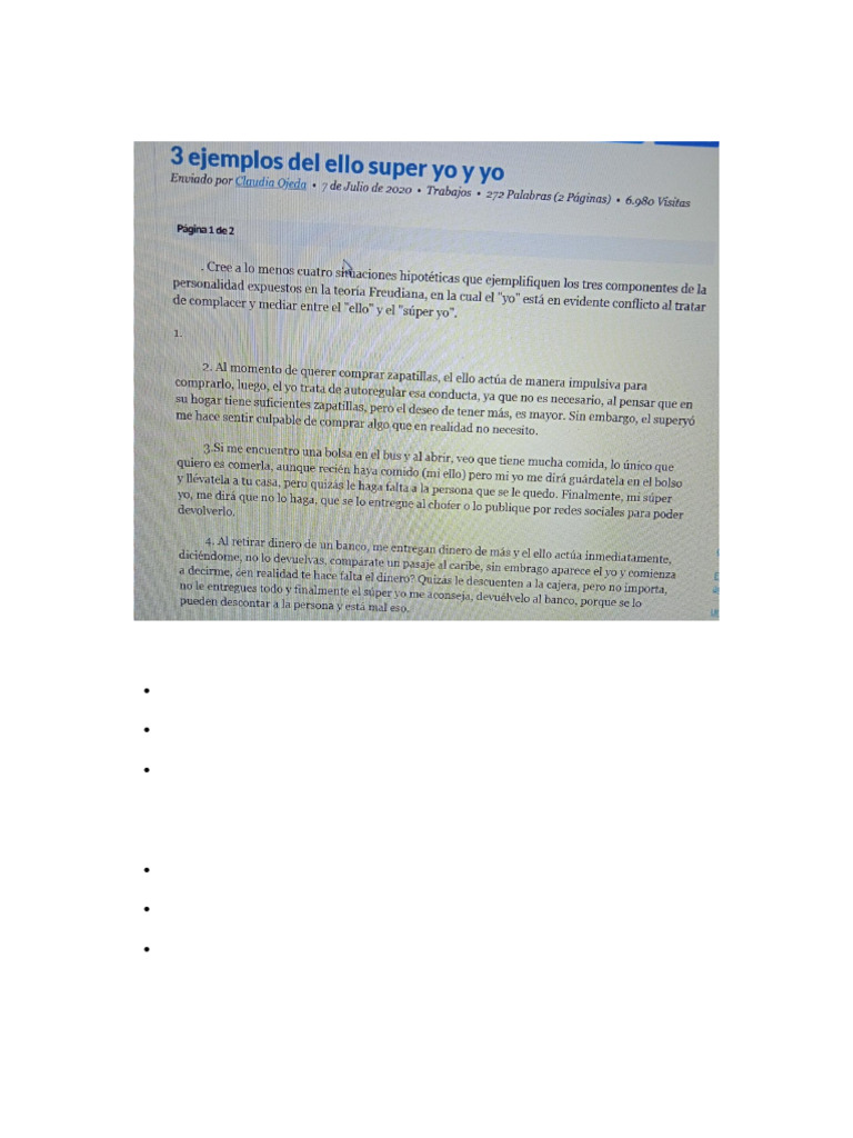 Ejemplos Del Ello Yo y Superyó | PDF