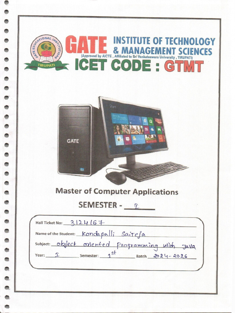 Java Mca1 Record | PDF