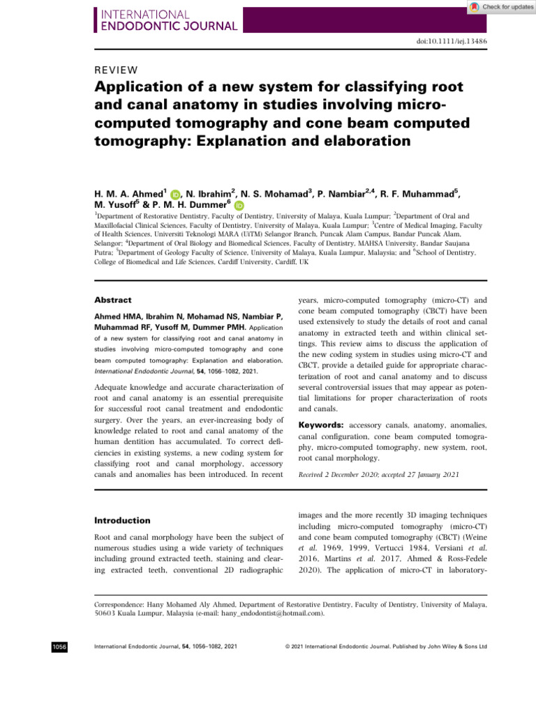 Int Endodontic J - 2021 - Ahmed - Application of A New System For ...