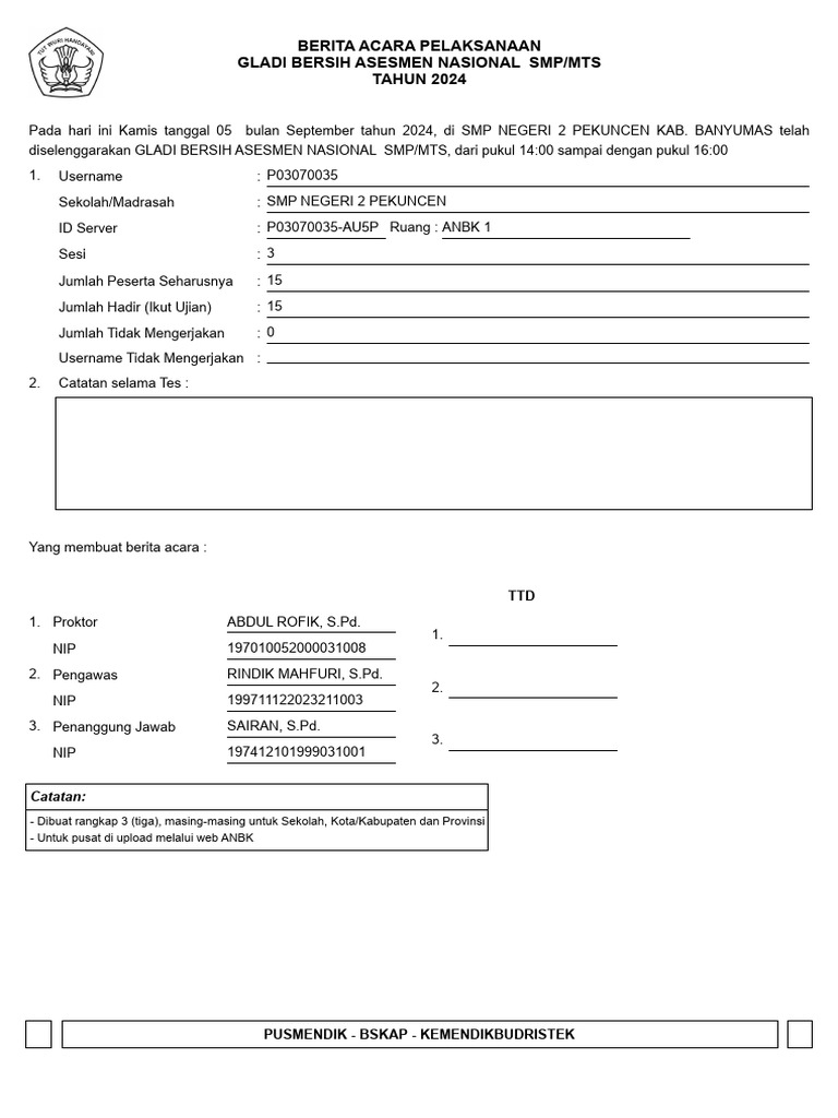 BA sesi 3 Gladi 2 ANBK - Tahun 2024 | PDF