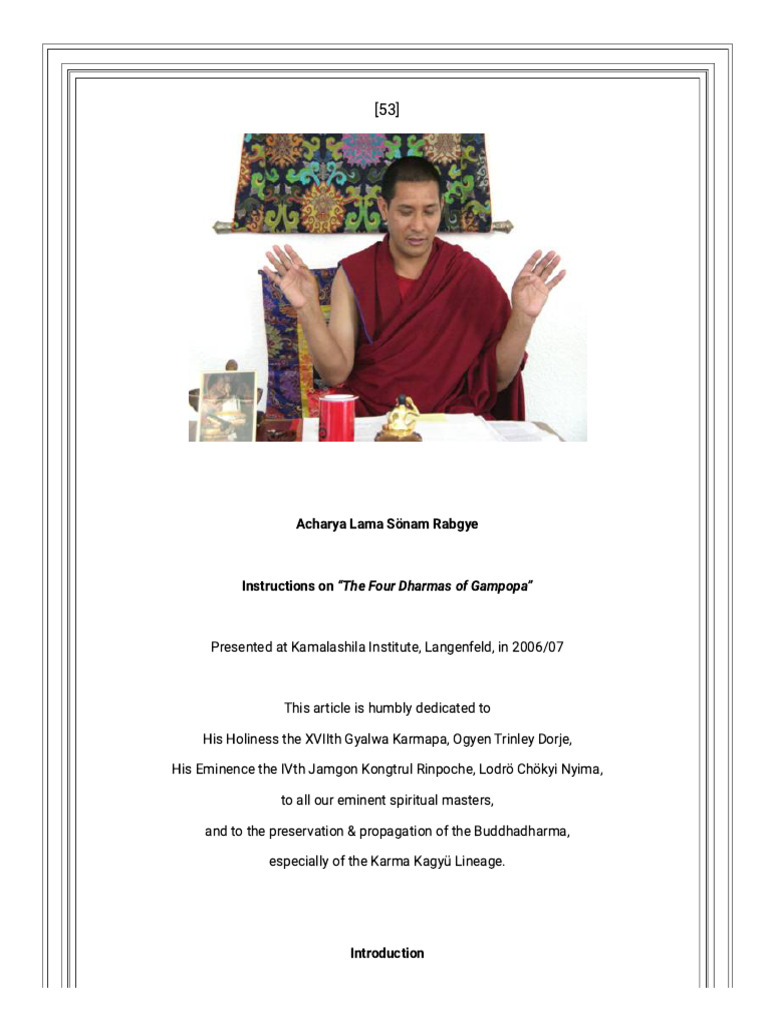 Instructions On "The Four Dharmas of Gampopa" | PDF | Karma | Buddhist ...