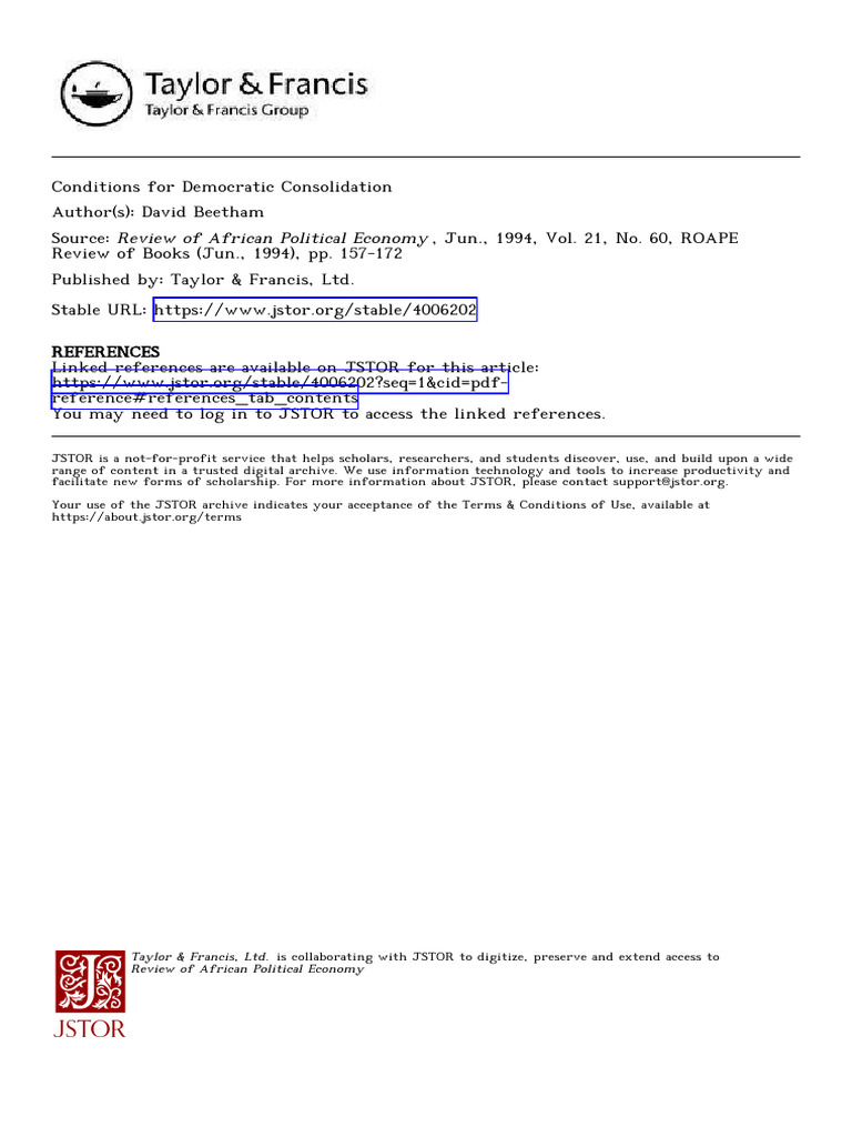 Conditions for Democratic Consolidation | PDF | Democratization | Democracy