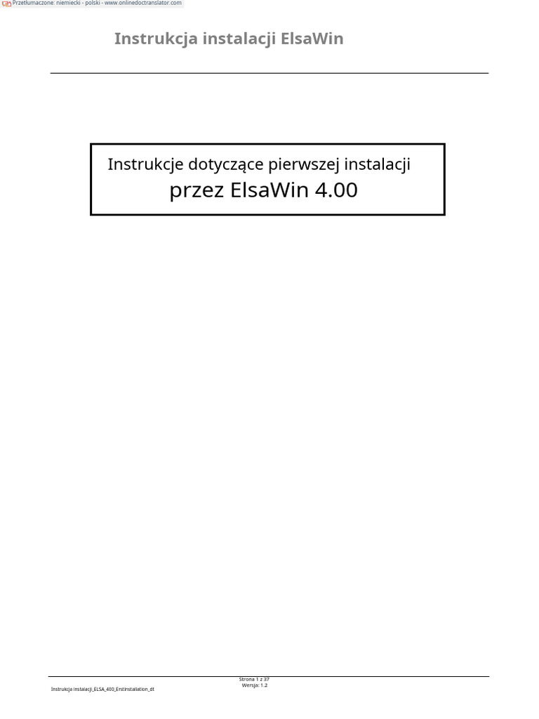 Anleitung Zur Erstinstallation Von ElsaWin 4.00.de - PL | PDF
