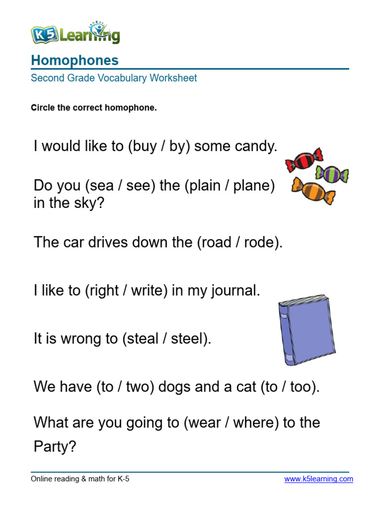Grade 2 Homophones Worksheet | PDF