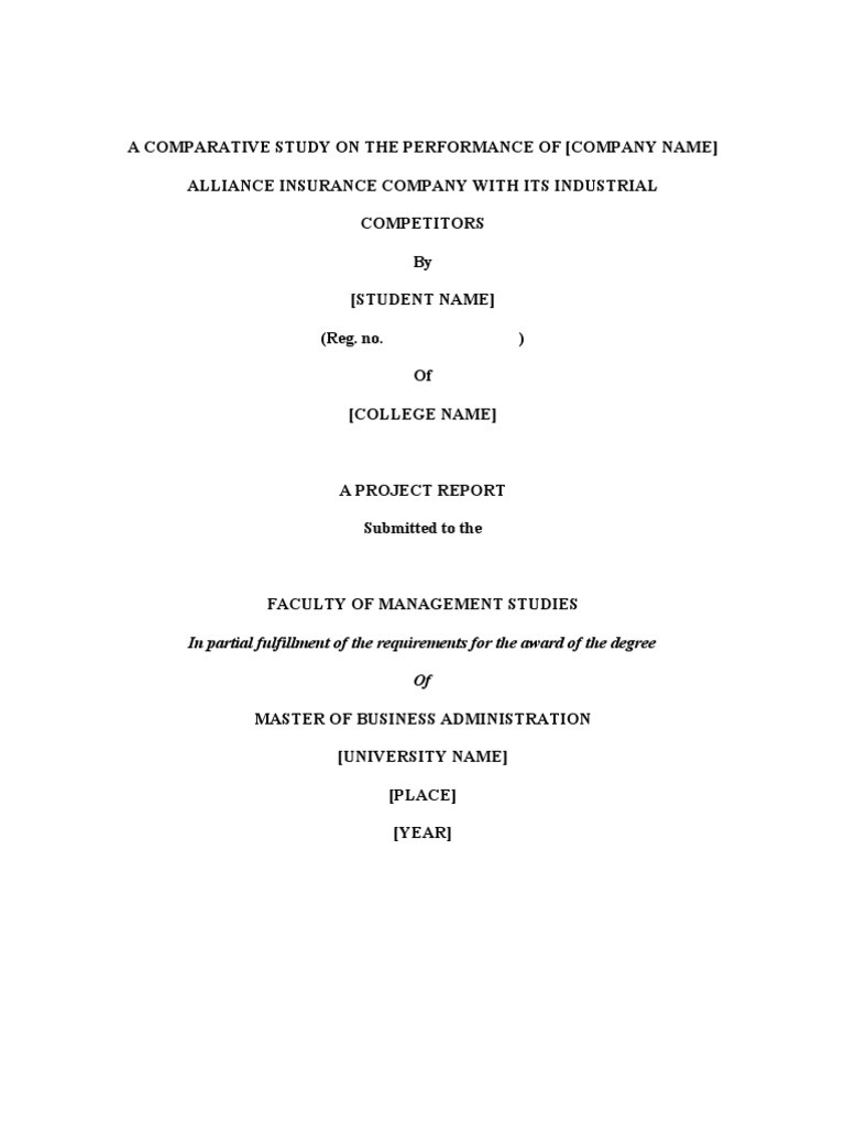 Sample Mba Final Year Project | PDF | Liability Insurance | Insurance