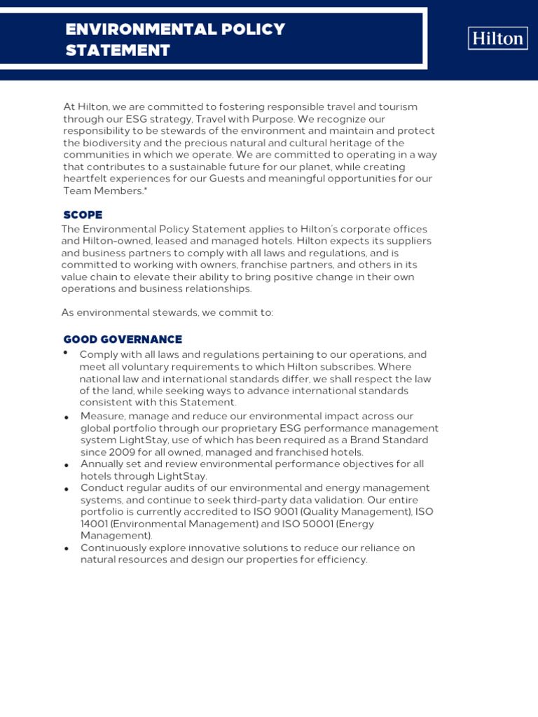 Hilton-Environmental-Statement | PDF | Sustainability | Waste