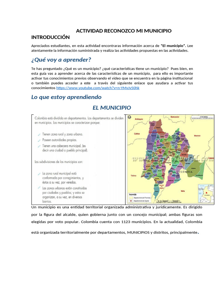 Actividad: Reconozco mi Municipio | PDF
