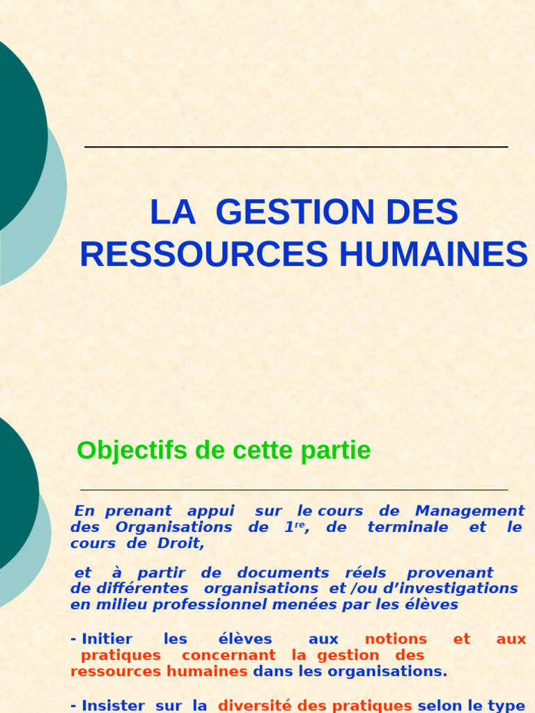 La Gestion Des Ressources Humaines | PDF | Gestion des ressources ...