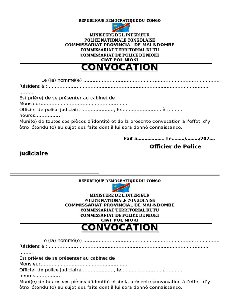 Convocation Officier de Police Judiciaire | PDF