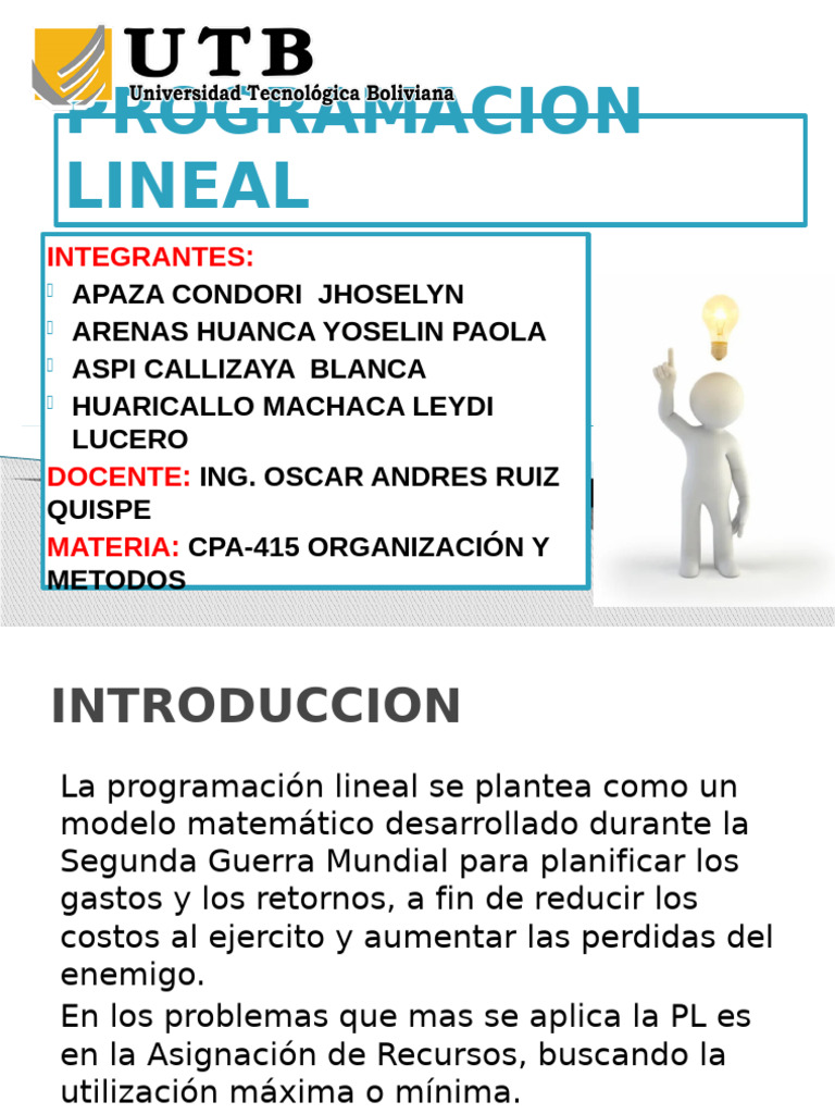 Introducción a la Programación Lineal | PDF | Programación lineal ...